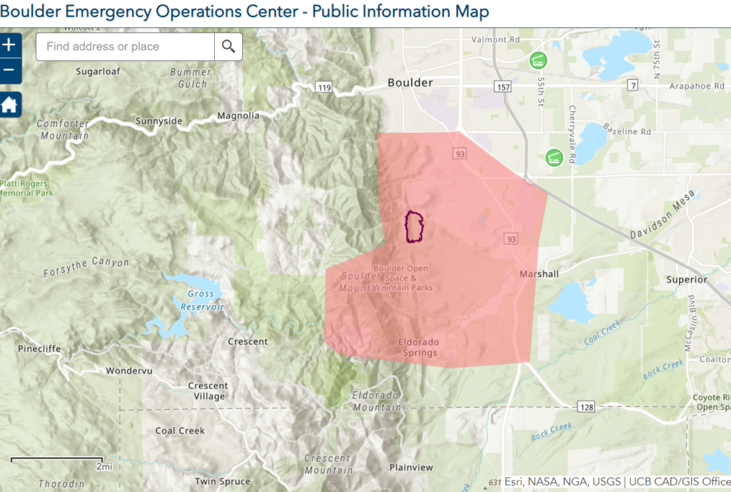 #NCARFire burn perimeter map within the Boulder evacuation area ...